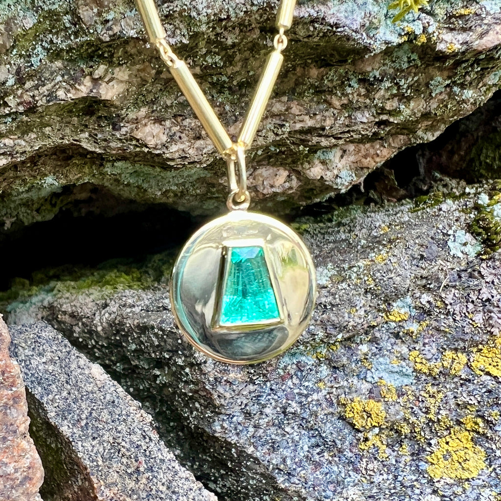 Trapezoid Shaped Emerald Frame Necklace – Lauren K Fine Jewelry NY